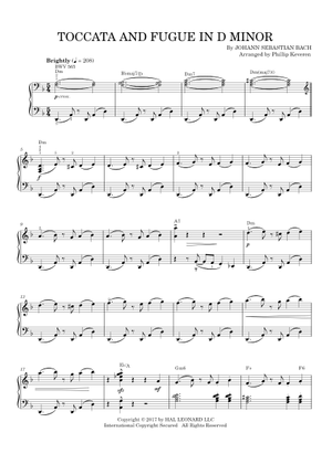 Bach Toccata and Fugue in D Minor (Piano solo) Sheet Music for Piano ...