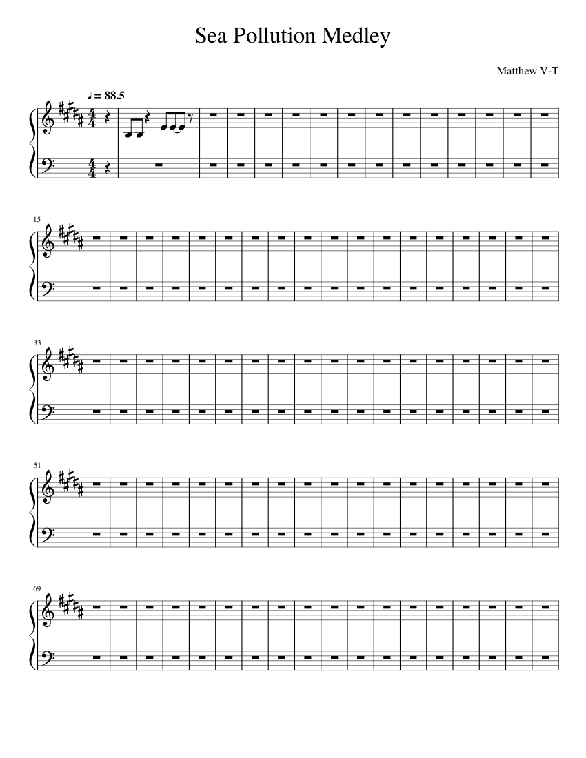 Sea Pollution Medley Sheet music for Piano (Solo) Easy | Musescore.com