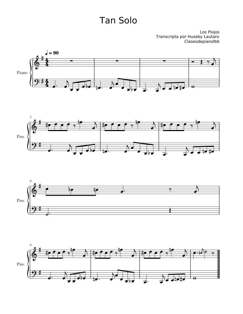 Tan solo Sheet Music for Piano (Solo) | MuseScore.com