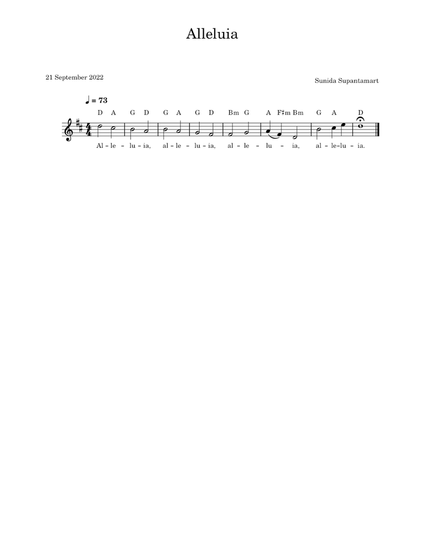 Alleluia Sheet music for Piano (Solo) Easy | Musescore.com