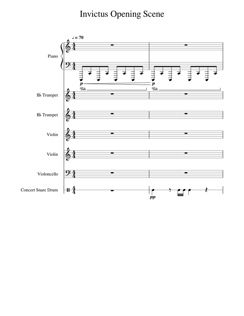 Invictus Opening Scene Sheet music for Piano, Trumpet in b-flat, Snare ...