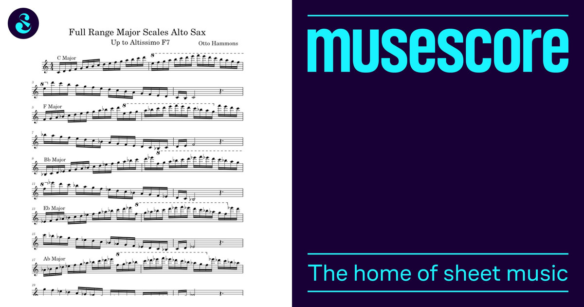 Full Range Major Scales Alto Sax Sheet Music for Saxophone alto (Solo ...