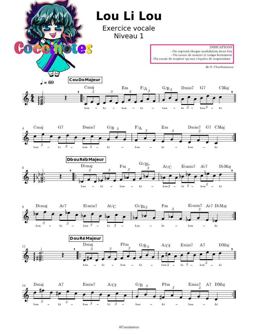 Lou Li Lou - Ex. Vocal - Niveau 1 Sheet music for Flute (Solo ...