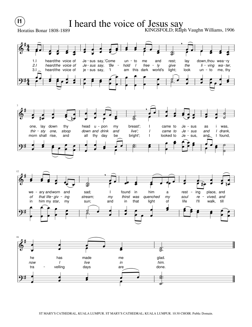 I heard the voice of Jesus say Sheet Music for Piano (Piano Duo ...