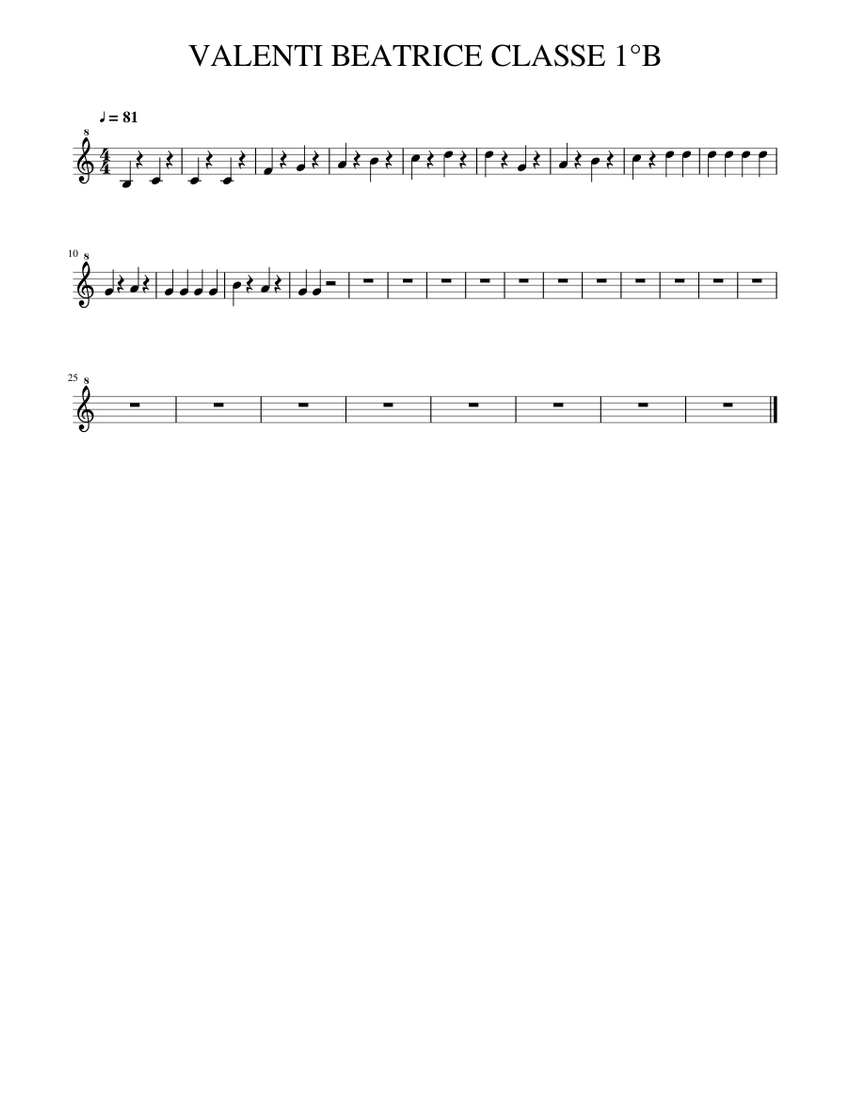 VALENTI BEATRICE CLASSE 1°B Sheet music for Recorder (Solo) | Musescore.com