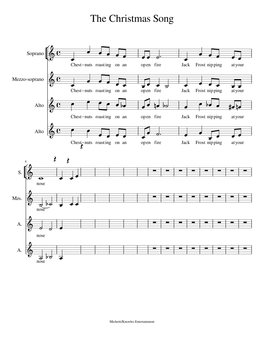 The Christmas Song Sheet music for Soprano, Alto, Mezzo soprano (Choral ...