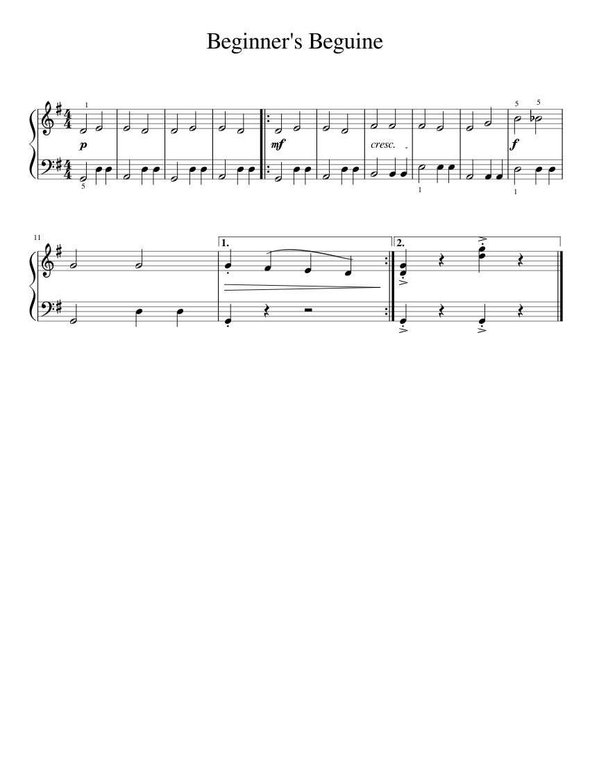 Beginner's Beguine Sheet music for Piano (Solo) | Musescore.com