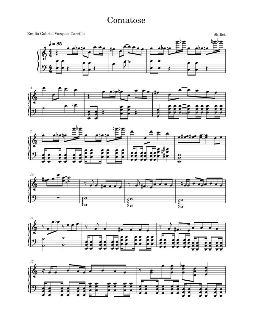 Comatose Sheet music for Piano (Solo) | Musescore.com