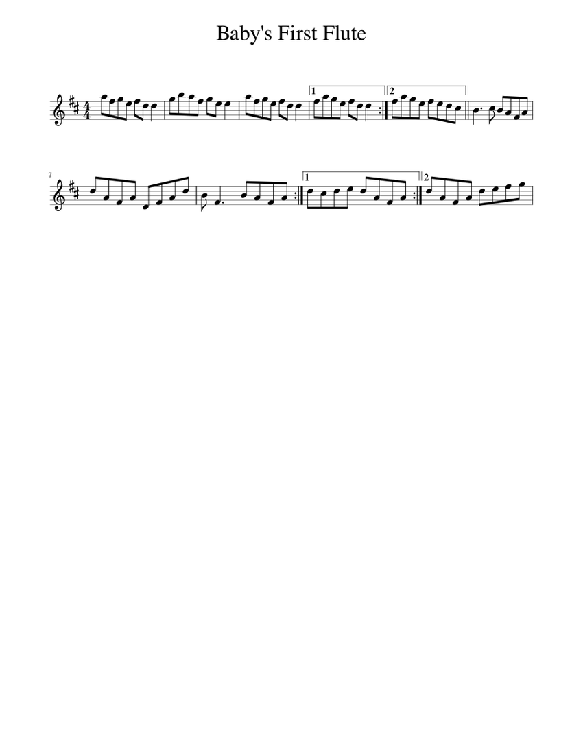 Baby's First Flute Sheet music for Piano (Solo) | Musescore.com