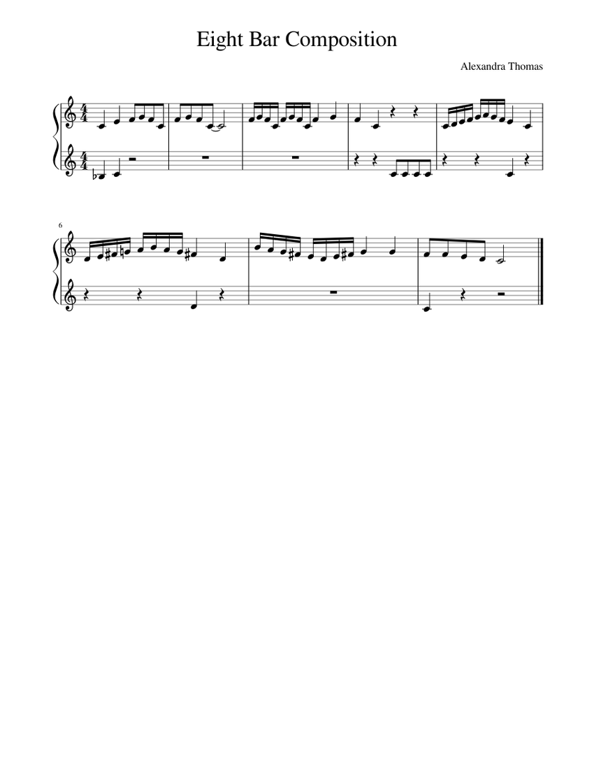 Eight Bar Composition Sheet music for Piano (Solo) Easy | Musescore.com