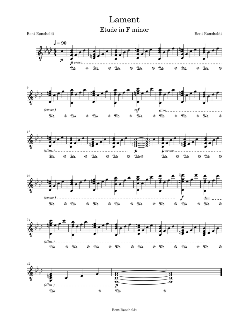 Lament - Etude in F minor Sheet Music for Guitar (Solo) | MuseScore.com