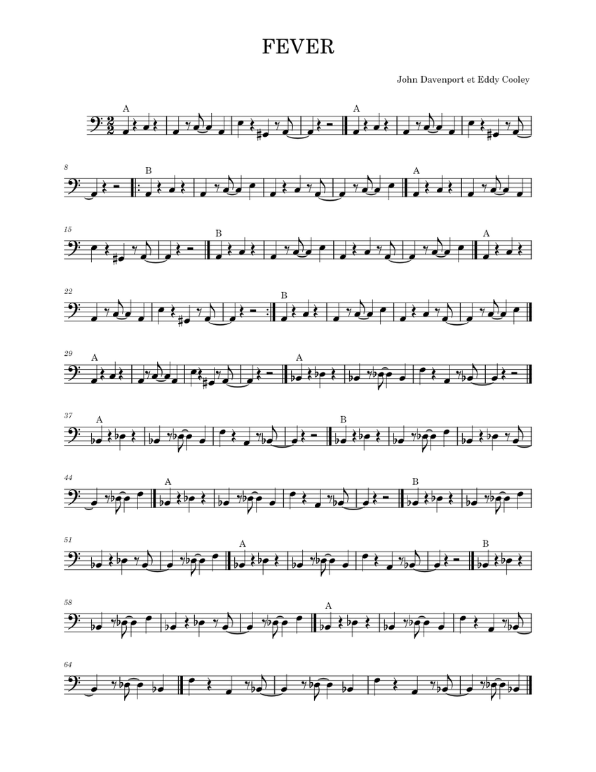 fever ligne basse Sheet music for Bass guitar (Solo) | Musescore.com