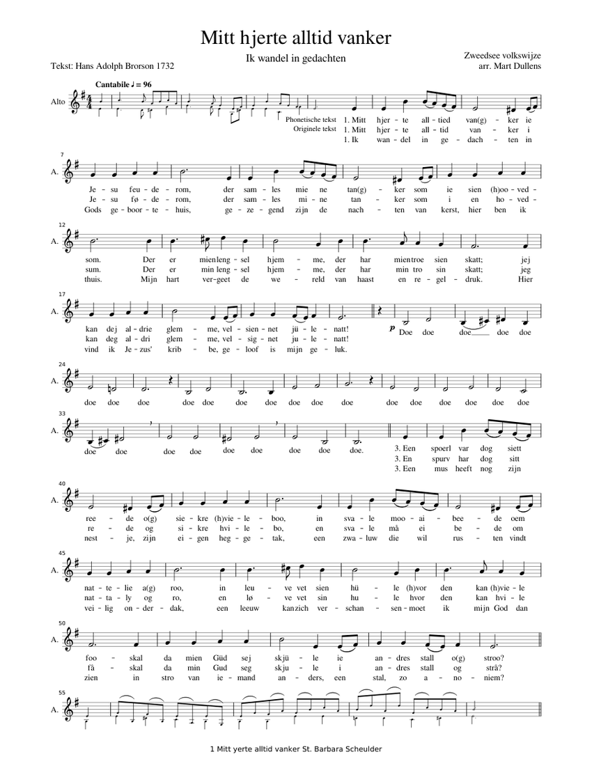 Mitt hjerte alltid vanker Sheet music for Piano, Soprano, Alto, Tenor & more instruments (Mixed ...