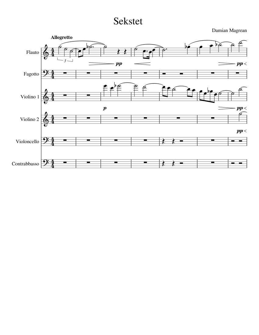 Sekstet no.1 – Damian Magrean Sheet music for Flute, Bassoon ...