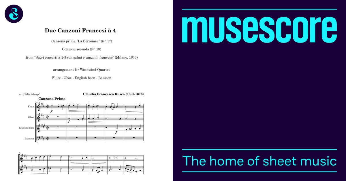 Due Canzoni (1630) - Claudia Francesca Rusca - arr. for Woodwind ...
