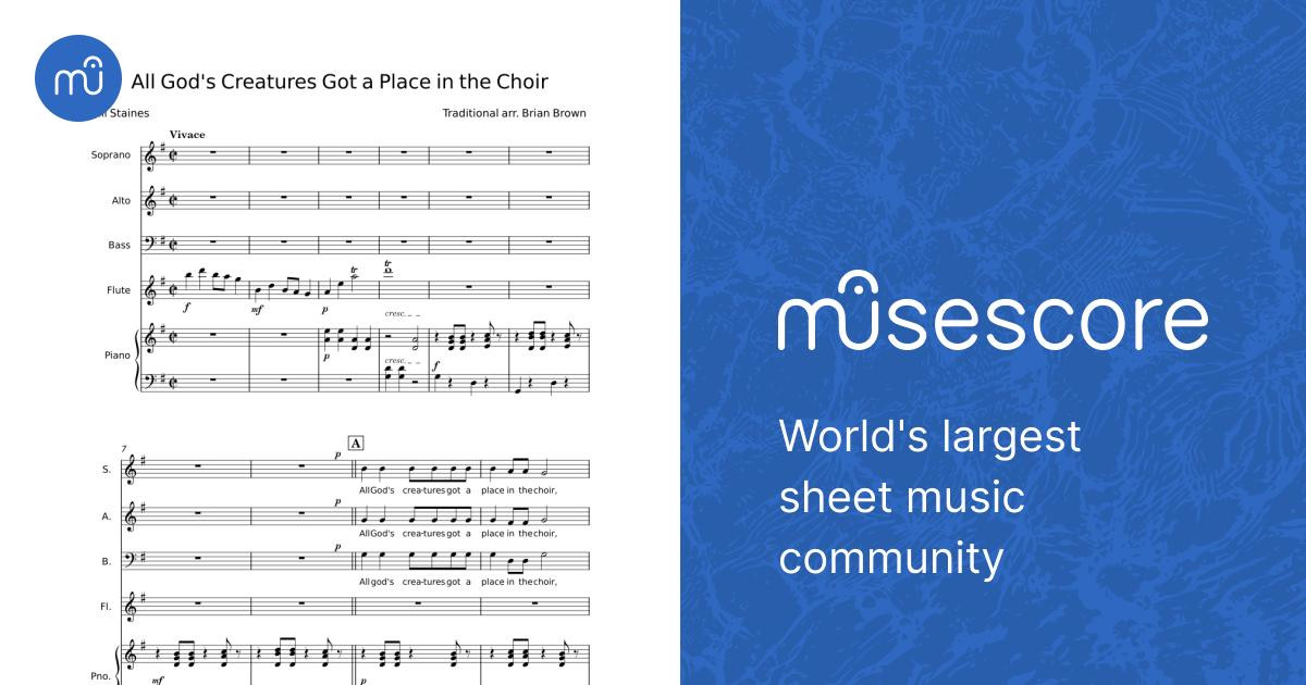 All God's Creatures Got a Place in the Choir – Bill Staines Sheet Music ...