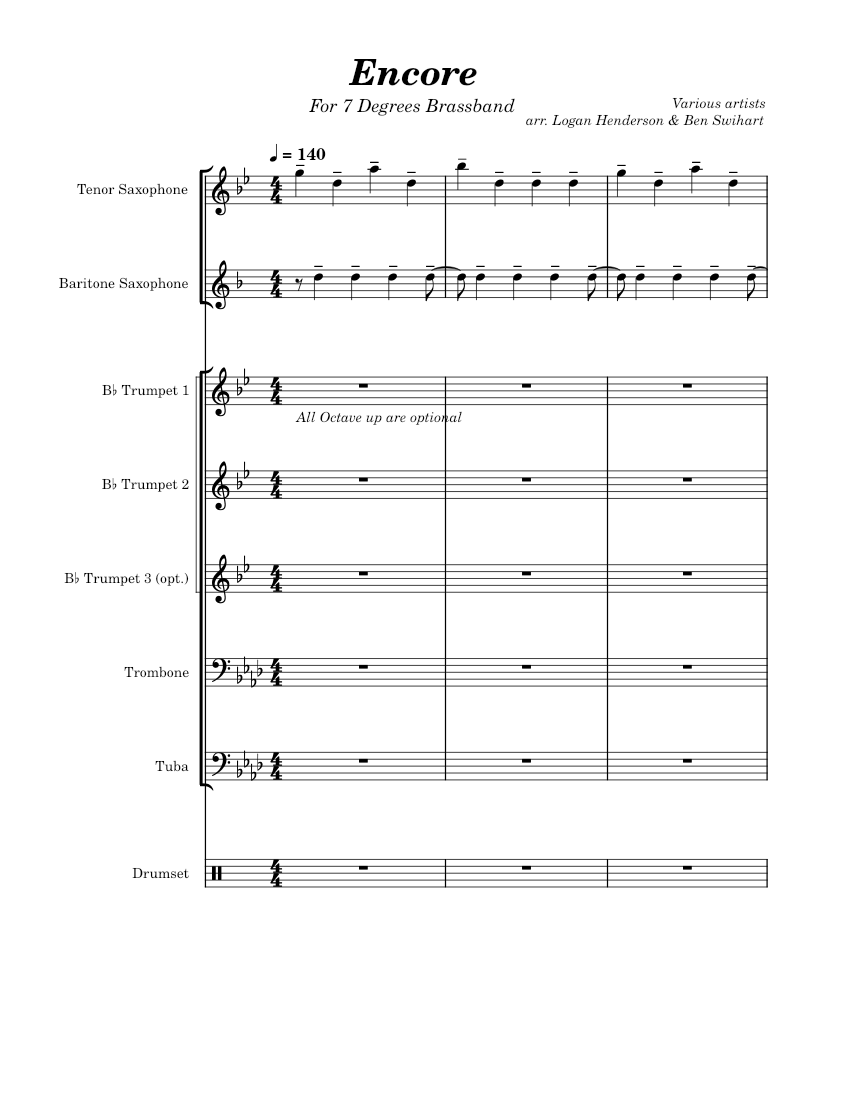 Encore Sheet Music for Trombone, Tuba, Saxophone tenor, Saxophone ...