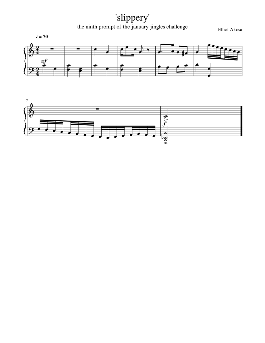 slippery Sheet music for Piano (Solo) | Musescore.com