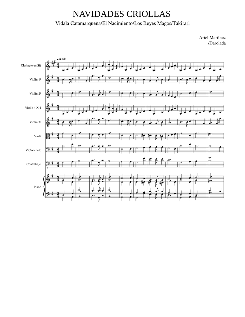 Navidades Criollas Sheet music for Piano, Clarinet in b-flat ...