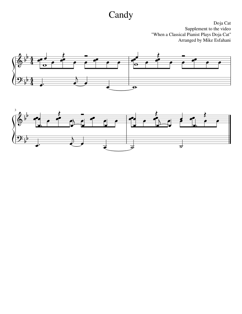 Doja Cat - Candy Breakdown Sheet Music for Piano (Solo) | MuseScore.com