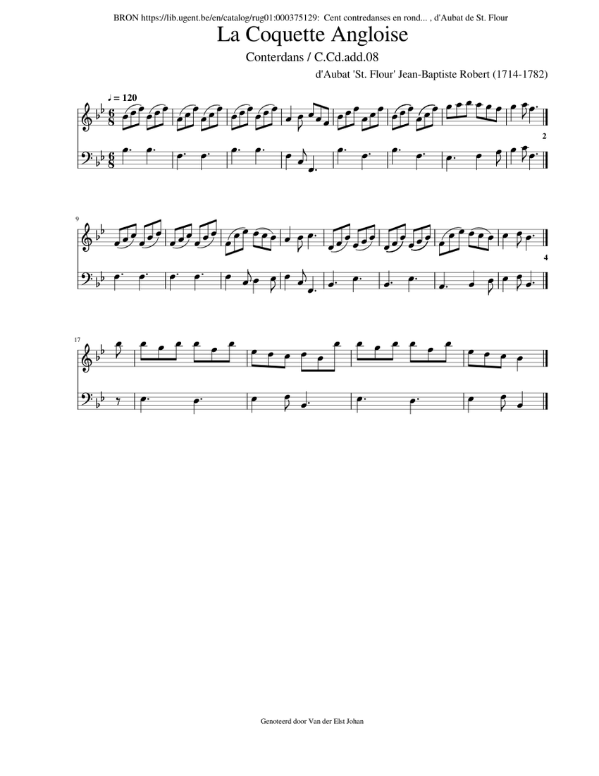 La Coquette Angloise (C.Cd.add.08) Sheet music for Violin, Cello ...