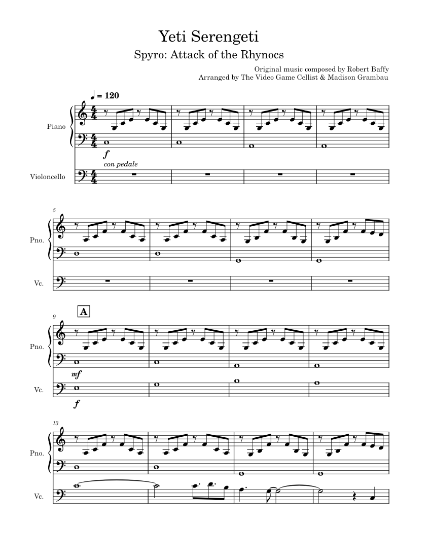 Yeti Serengeti | Spyro: Attack of the Rhynocs Sheet music for Piano ...