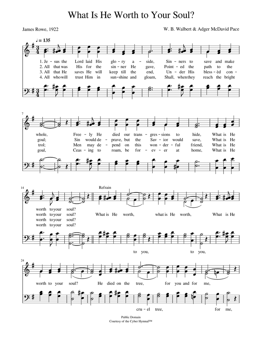 What is he worth to your soul? - William B. Walbert Sheet music for ...