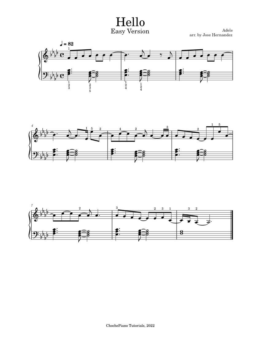 Hello – Adele Sheet music for Piano (Solo) | Musescore.com