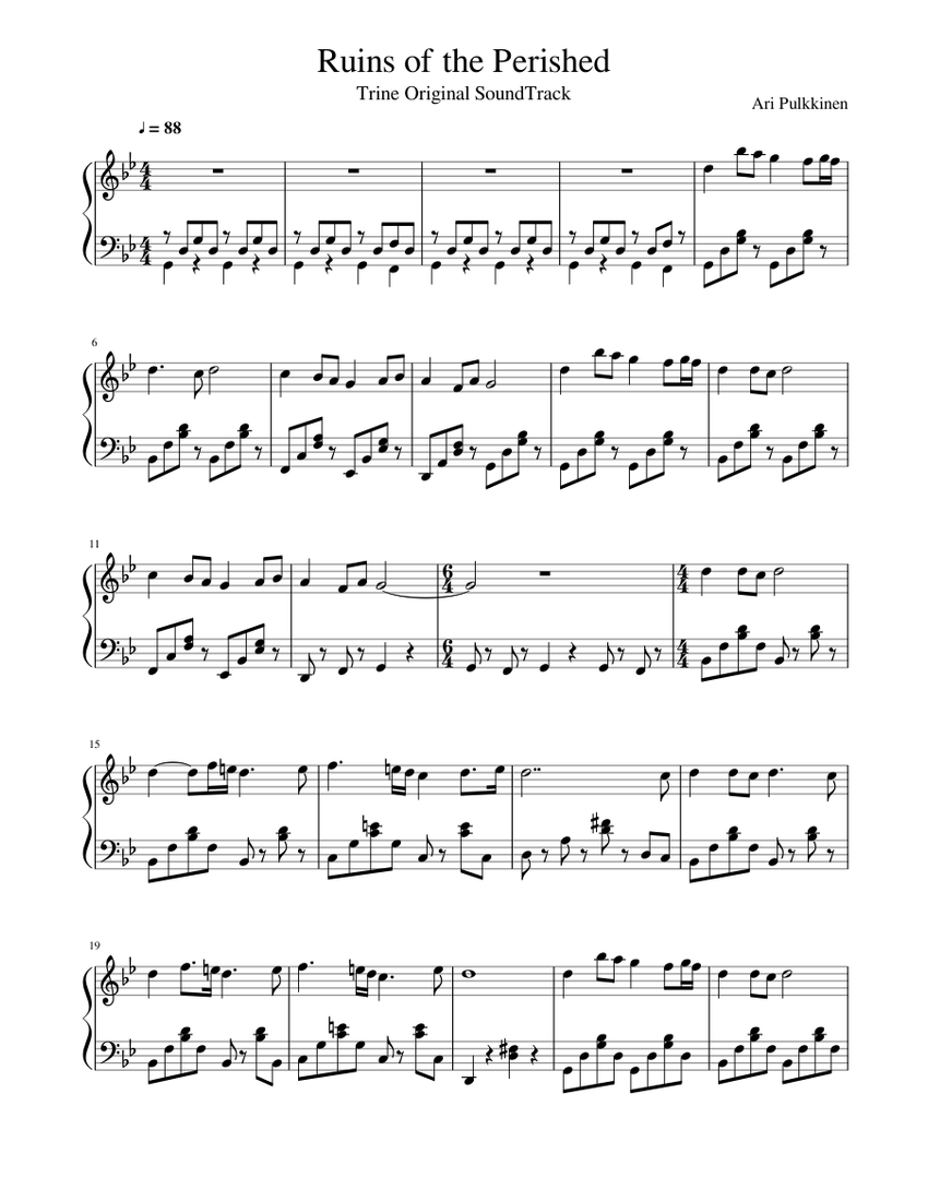 Ruins of the Perished (Trine OST) Sheet music for Piano (Solo ...