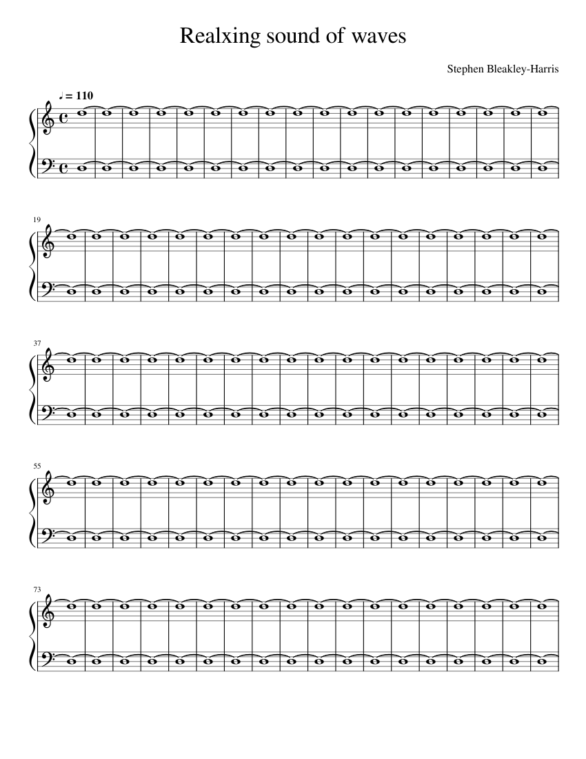 The sound of waves on the beach Sheet Music for Piano (Solo) Easy ...