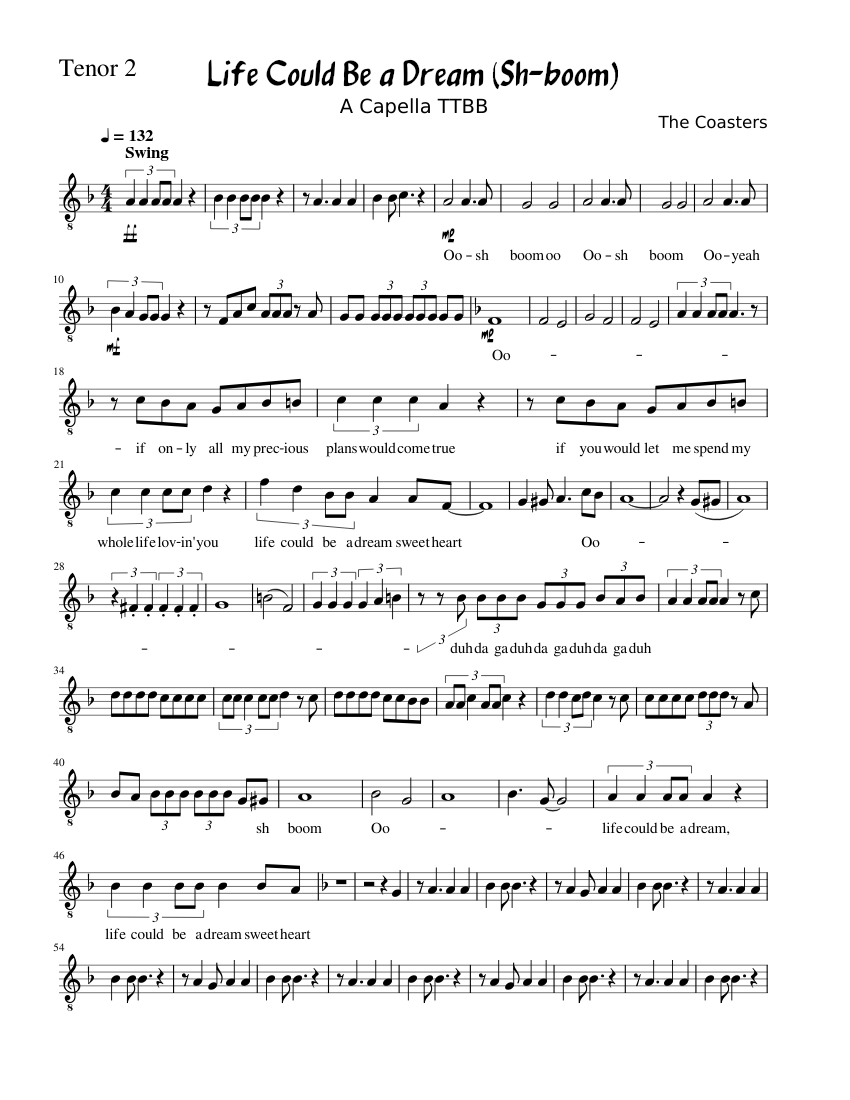 Sh-boom (Life Could Be A Dream) – The Chords Sheet music for Tenor (Solo) | Musescore.com