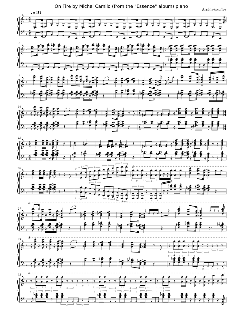 On Fire – Michel Camilo [pf] Sheet music for Piano (Solo) | Musescore.com