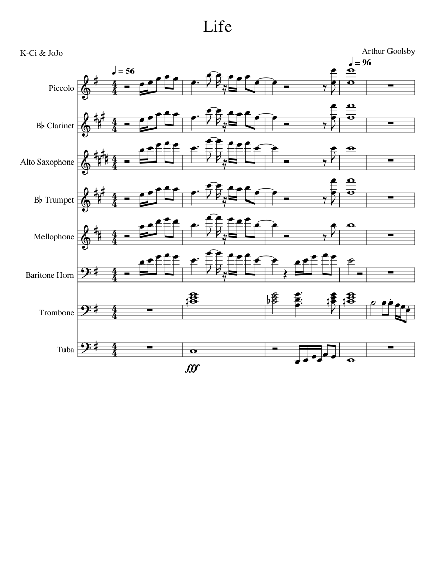 Life Sheet music for Trombone, Tuba, Mellophone, Flute piccolo & more ...