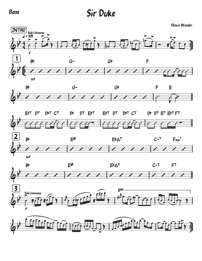 Sir Duke Sheet Music for Piano (Solo) Easy | MuseScore.com