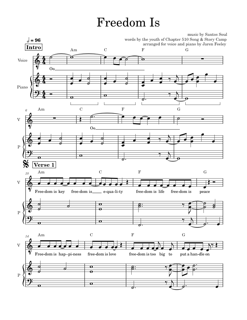 Freedom Is Sheet music for Piano, Vocals (Piano-Voice) | Musescore.com