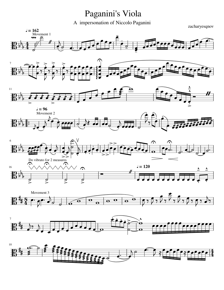 Paganini's Viola Sheet Music for Viola (Solo) | MuseScore.com