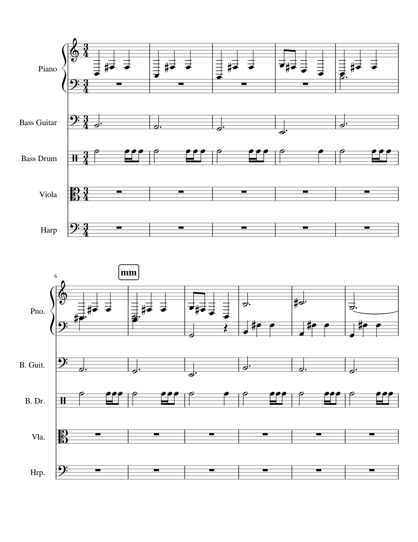 trauma Sheet music for Piano, Viola, Bass guitar, Bass drum & more ...
