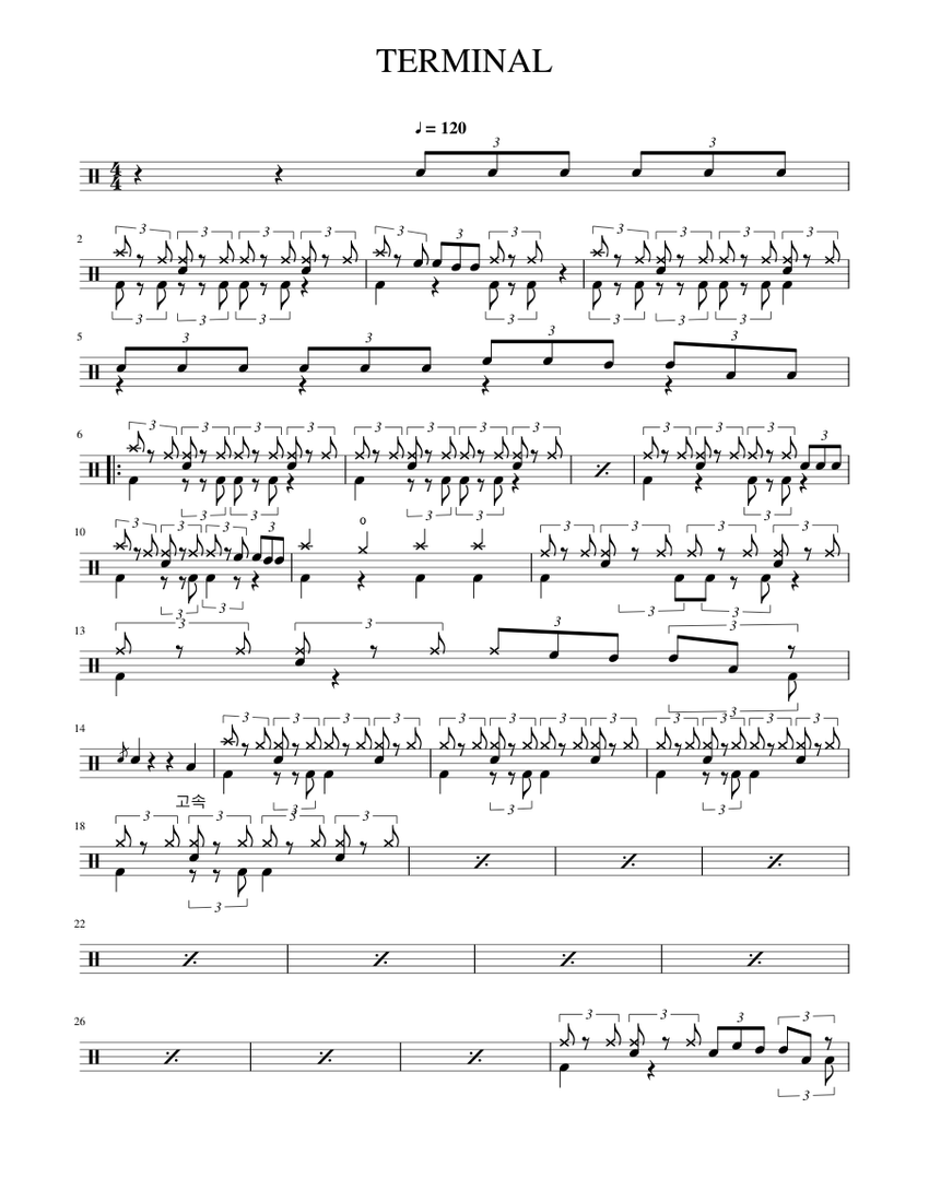 TERMINAL Sheet music for Drum group (Solo) | Musescore.com