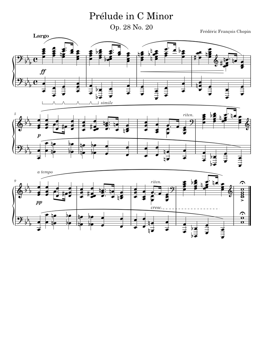 Prélude in C Minor, Op. 28 No. 20 – Frédéric François Chopin Sheet ...