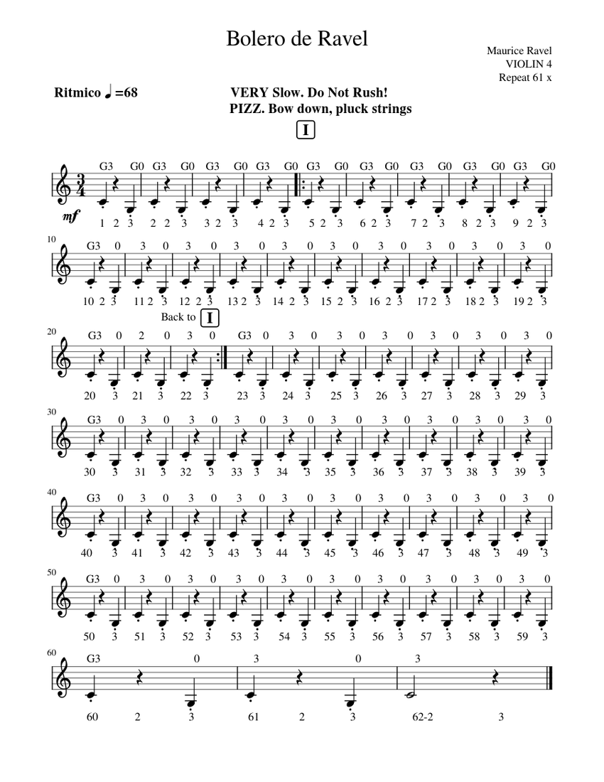 Bolero – Maurice Ravel Bolero.VIOLIN 4.musescore Sheet music for Cello ...