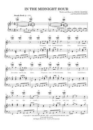 Play Official version of In the midnight hour Sheet Music by Wilson ...