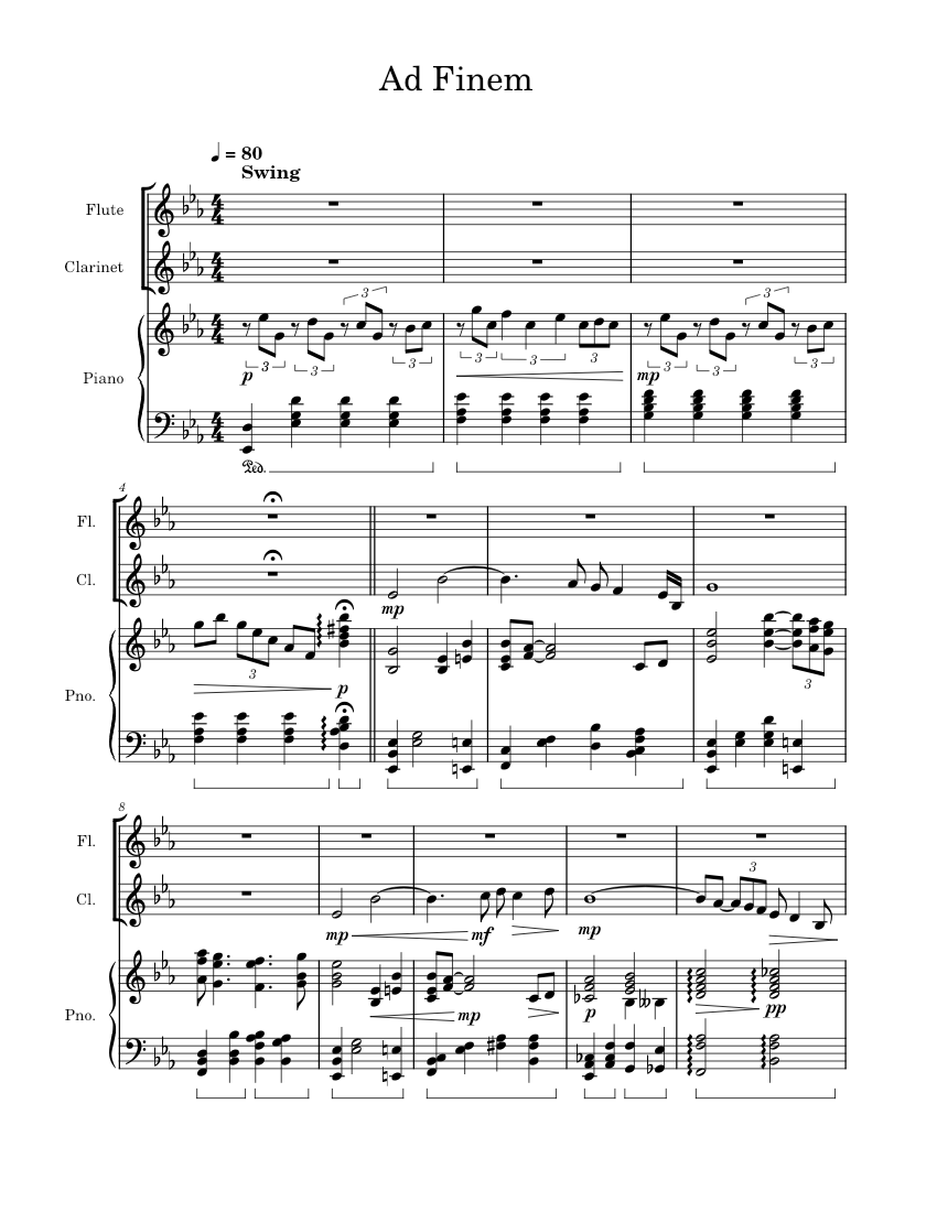 Ad Finem Sheet music for Piano, Flute, Clarinet other (Mixed Trio ...
