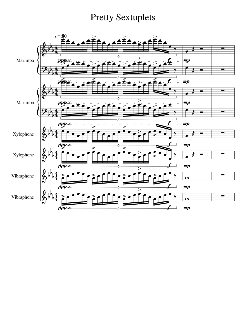 Pretty Sextuplets Sheet music for Vibraphone, Marimba, Xylophone ...