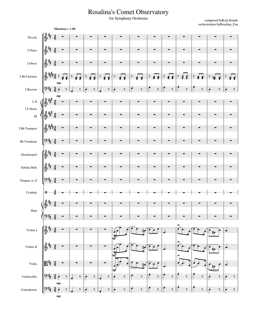 Rosalina's Comet Observatory (orchestration) Sheet music for Trombone, Flute piccolo, Flute ...