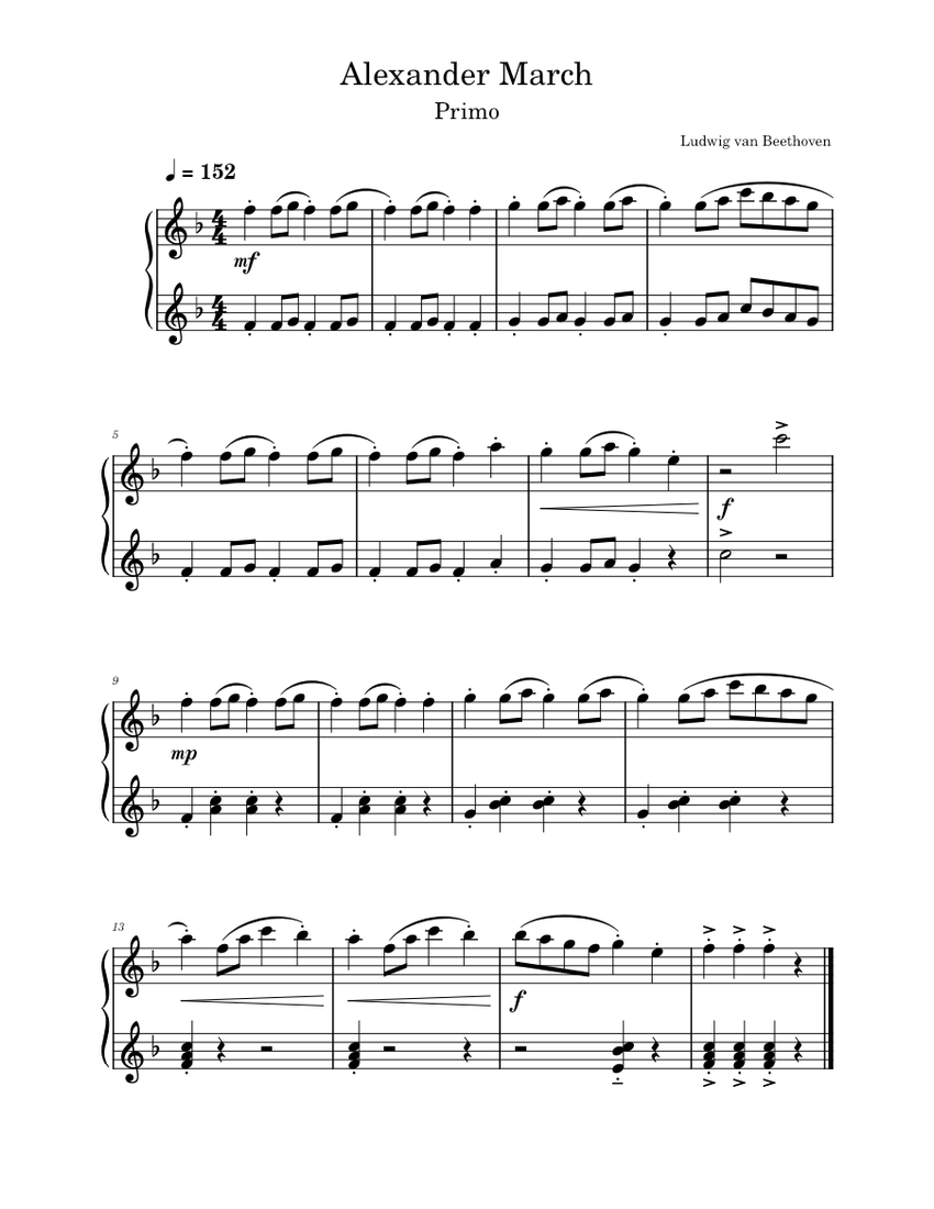 Aleksandr March primo Sheet music for Piano (Solo) Easy | Musescore.com