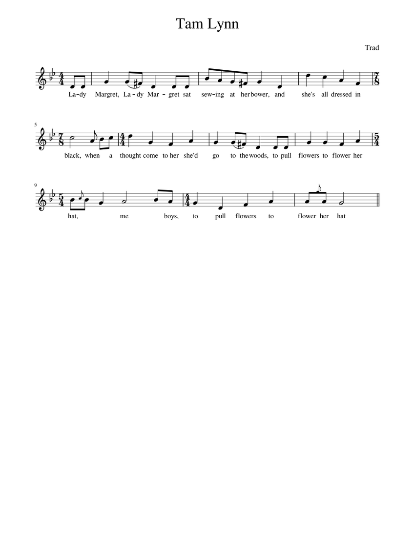 Traditional music - Tam Lynn Sheet music for Piano (Solo) | Musescore.com