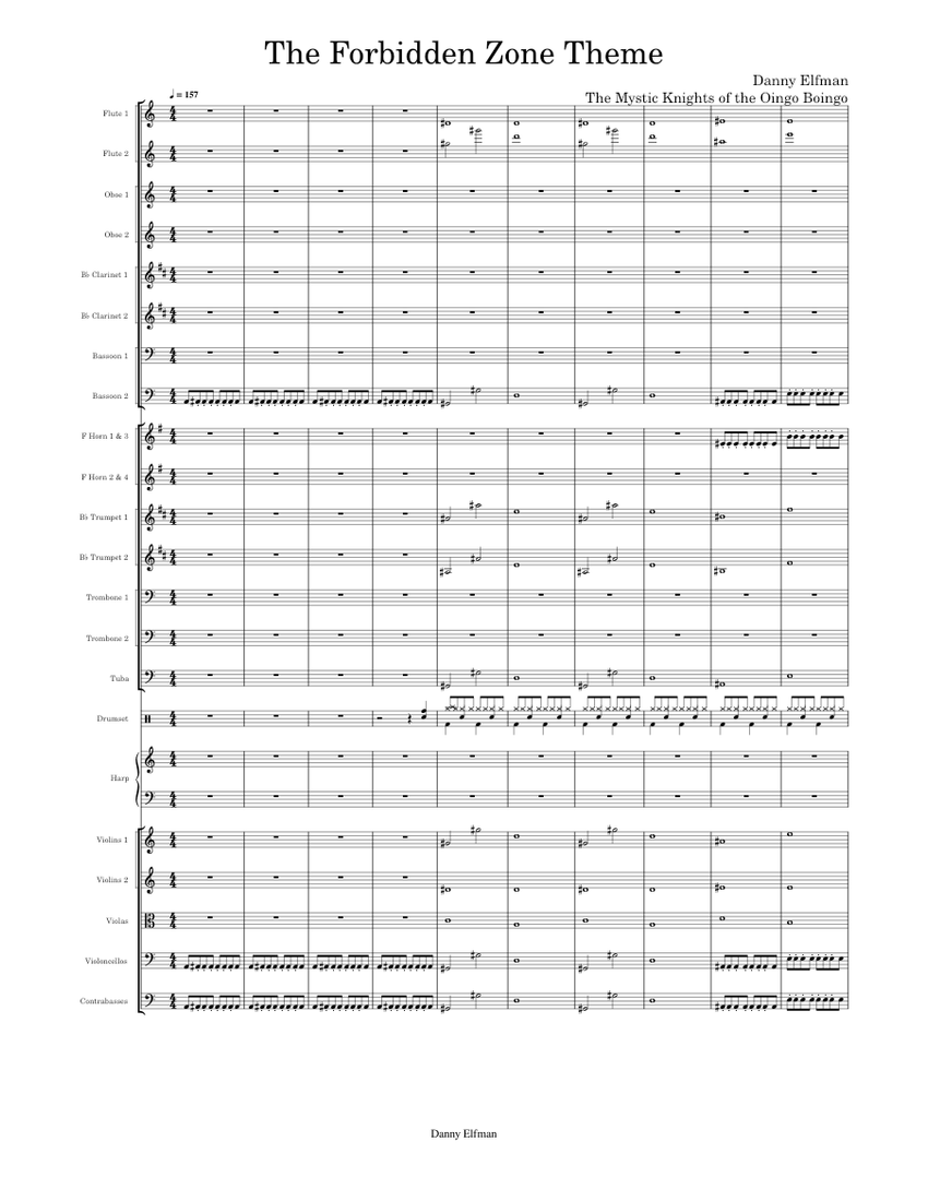 The Forbidden Zone Theme Sheet music for Trombone, Tuba, Flute, Oboe ...