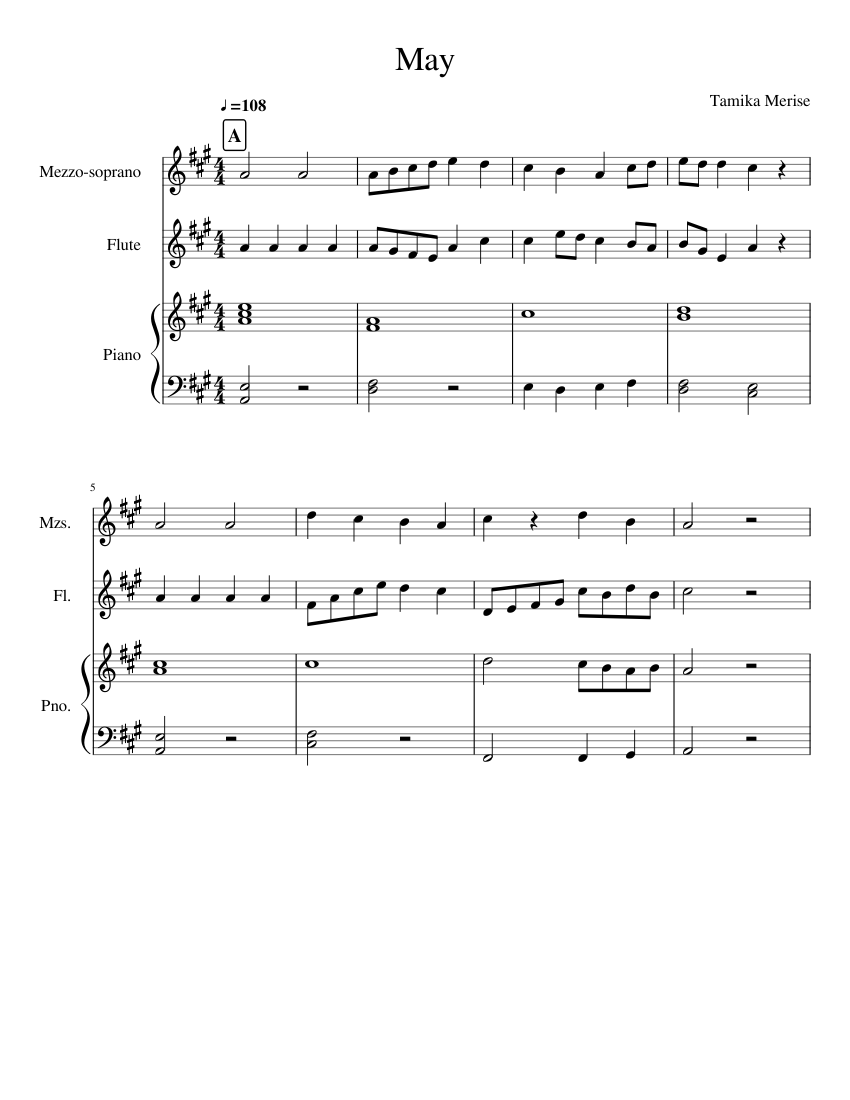 May Sheet music for Piano, Mezzo soprano, Flute (Mixed Trio ...
