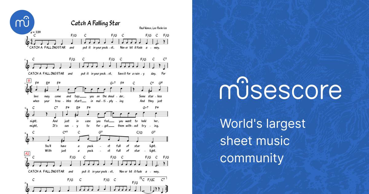 Catch a Falling Star (Lead sheet with lyrics ) Sheet Music with Chords ...