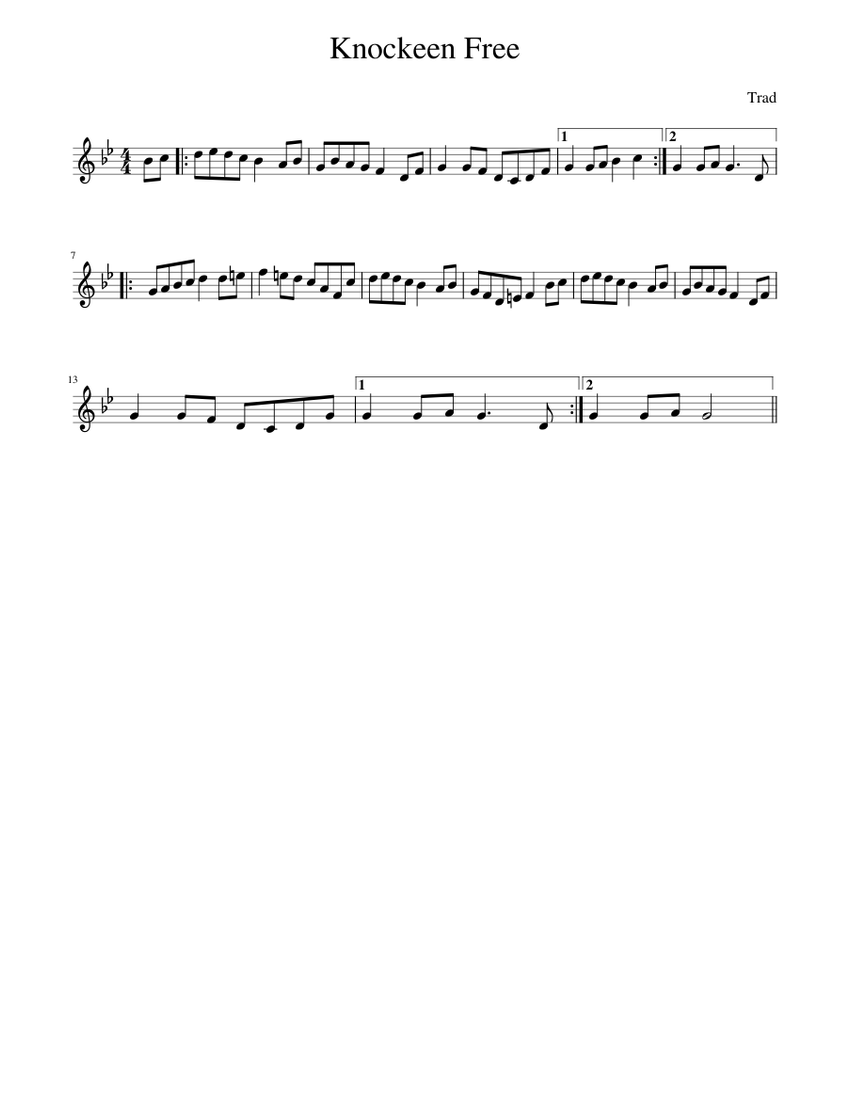 Traditional music - Knockeen Free Sheet music for Piano (Solo) Easy ...